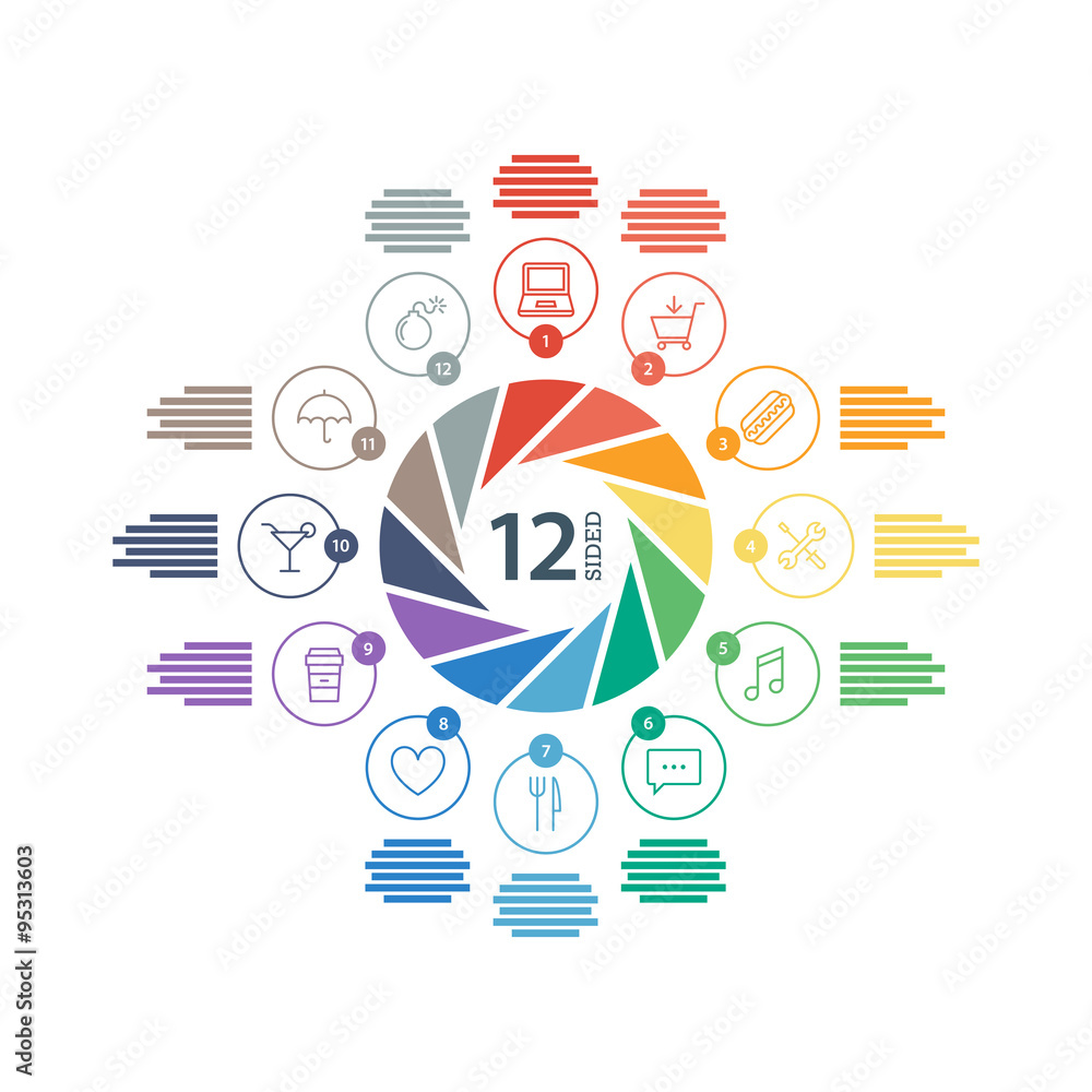 Flat shutter diagram template for your business presentation with text ...