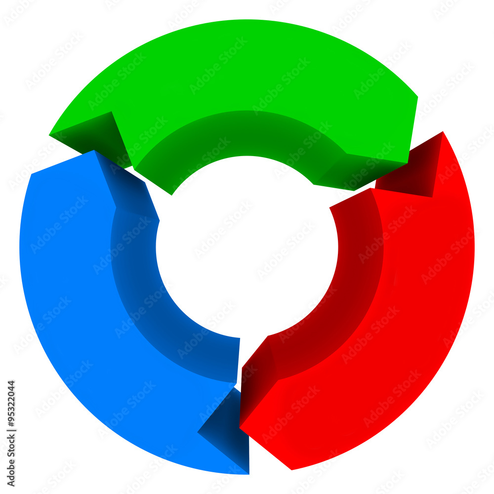 Three 3 Arrows Flowchart Diagram Process Stock Illustration | Adobe Stock