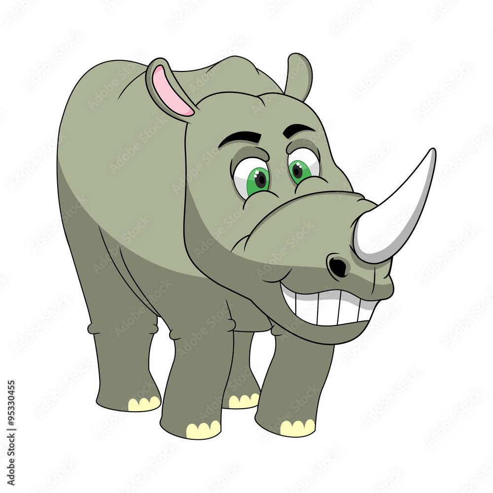 Rhinoceros Cartoon Vector Illustration Stock Vector | Adobe Stock