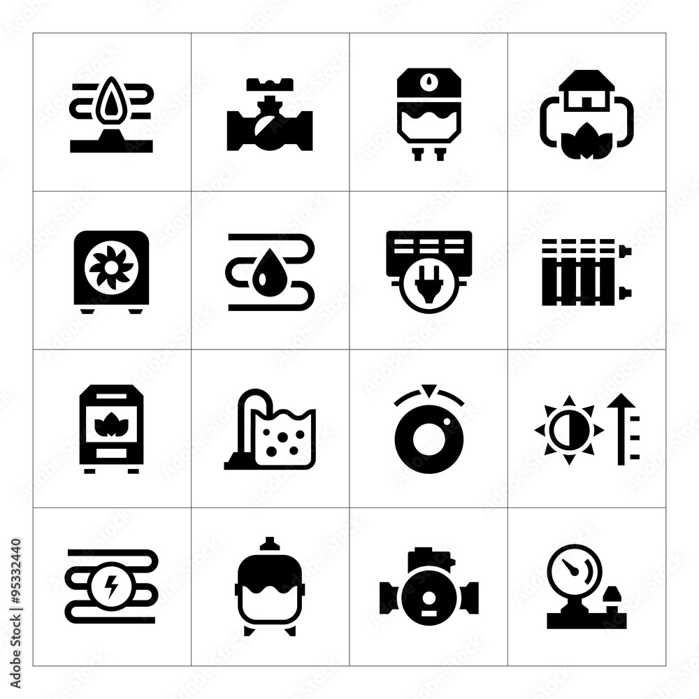Set icons of heating Stock Vector | Adobe Stock