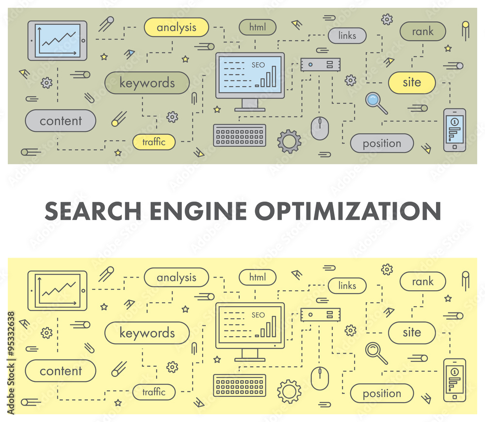 Line design concept web banner for Search Engine Optimization Stock ...