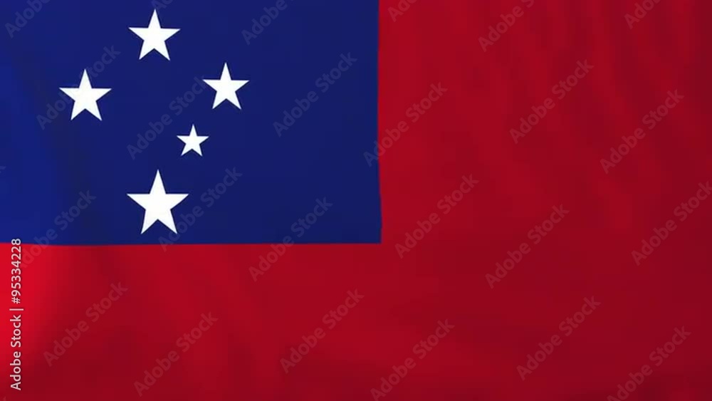 Flag of Samoa, slow motion waving. Rendered using official design and ...