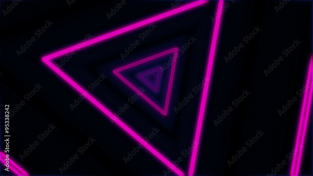 Neon lights tunnel vintage loop - 1080p. Computer generated image to ...