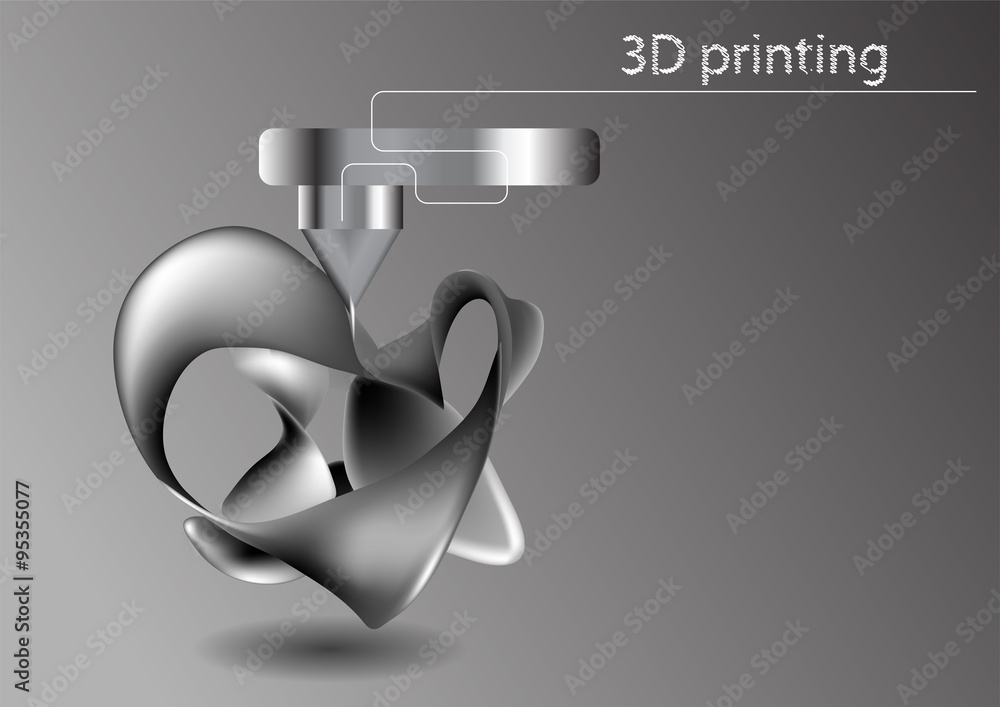 printing 3D Stock Vector | Adobe Stock