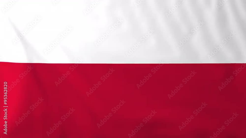 Flag of Poland, slow motion waving. Rendered using official design and ...