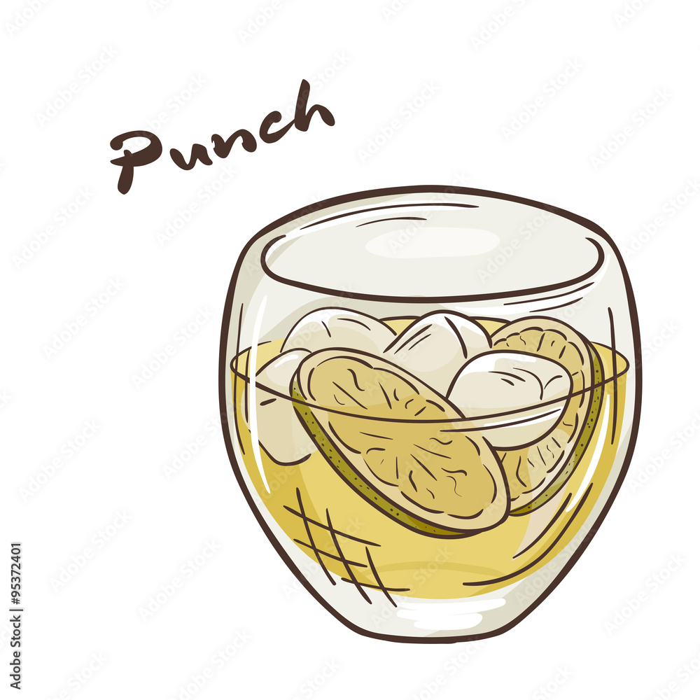 vector printable illustration of isolated cup of punch with label Stock ...