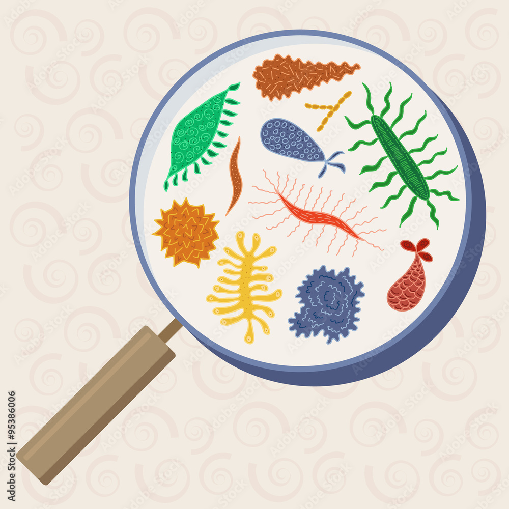 Cartoon various microbes Stock Illustration | Adobe Stock