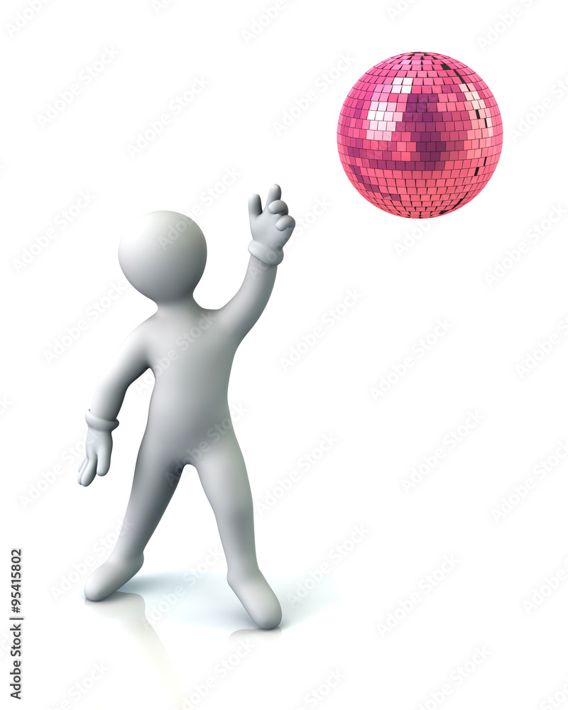 Cartoon character man dancing and disco ball Stock Illustration | Adobe ...