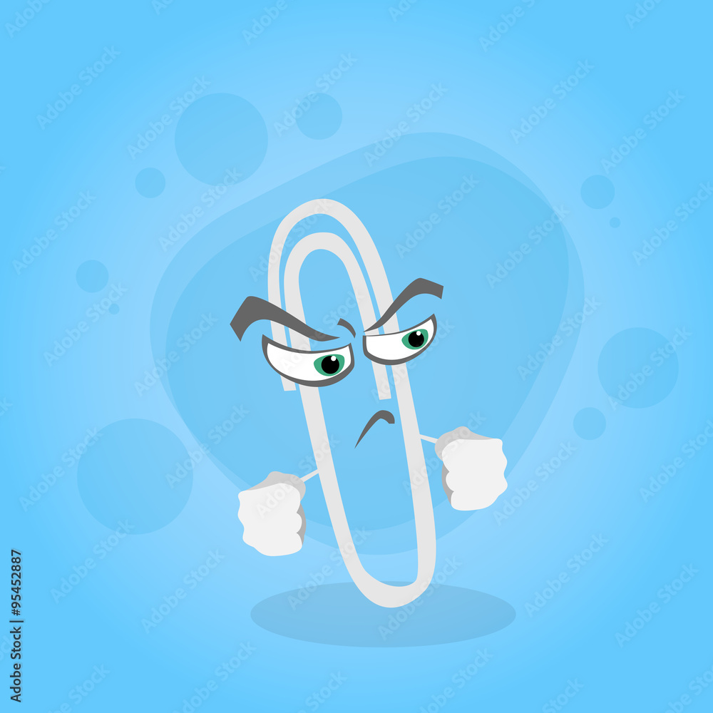 Paperclip Cartoon Character Angry Face Clip Office Supplies Stock ...