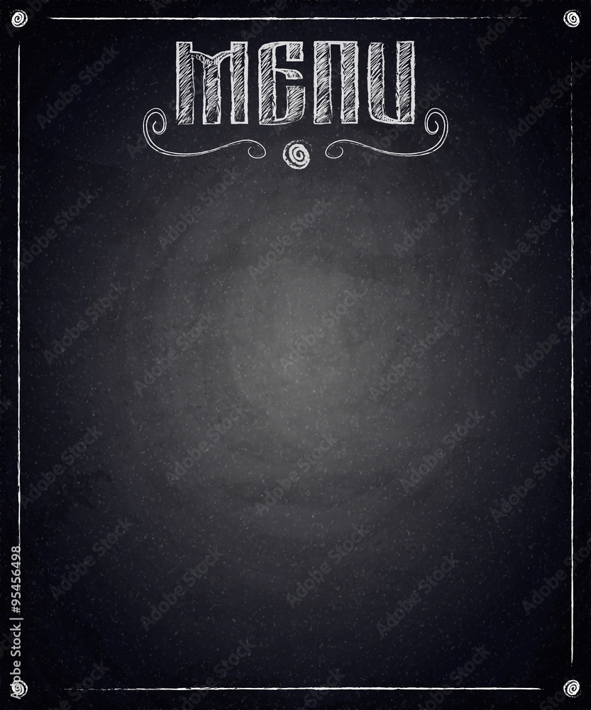 Menu of restaurant on black chalkboard background Stock Vector | Adobe ...