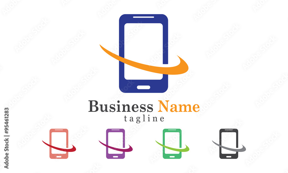 Smart Phone Icon Logo Vector With Five Color Options Stock Vector ...