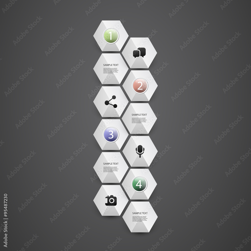Infographic Concept with Hexagons - Flow Chart Design - Timeline Stock ...
