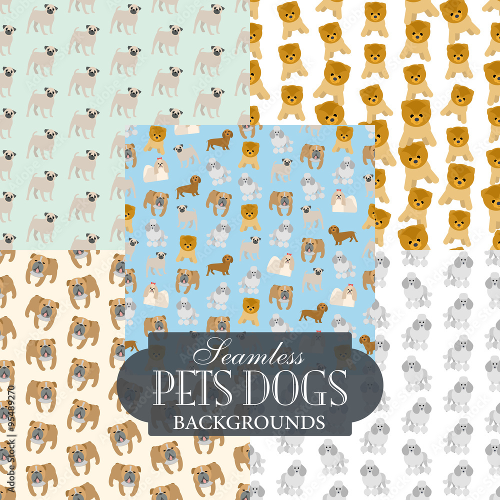 Collection of seamless backgrounds on the topic of pets dogs Stock ...