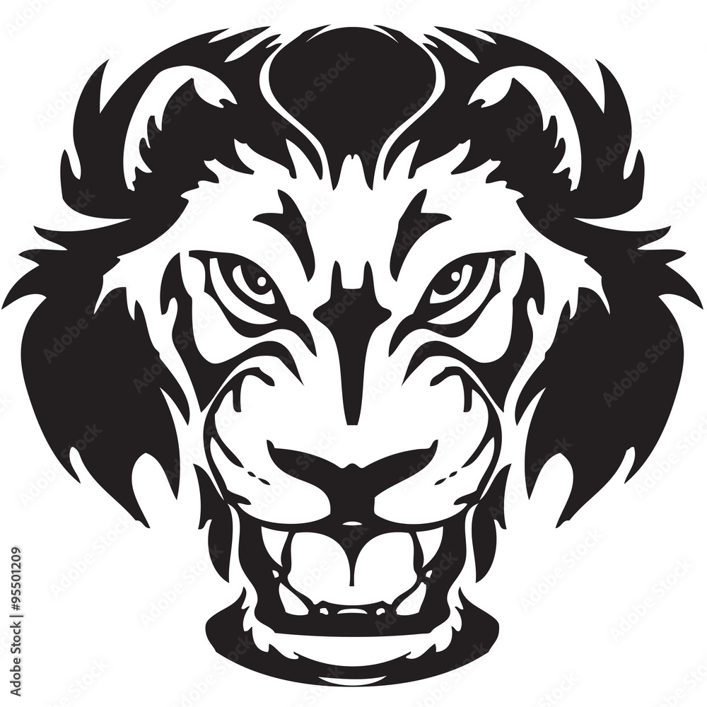 Vector silhouette of a lion head Stock Vector | Adobe Stock
