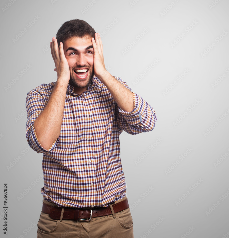 portrait of a crazy man doing a mad gesture Stock Photo | Adobe Stock