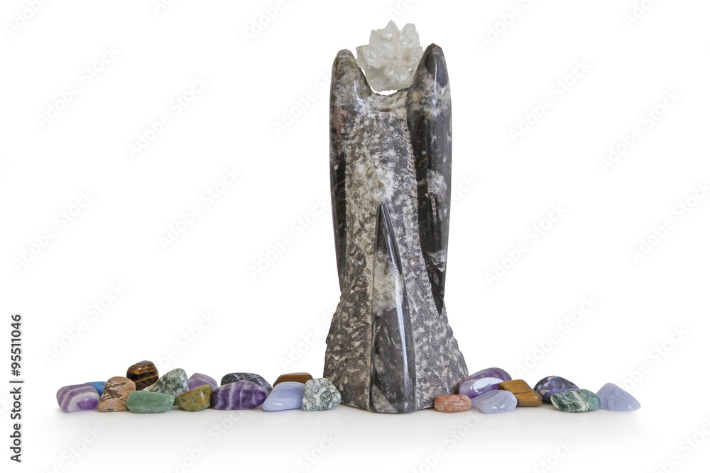 Orthoceras Angel Sculpture - Large Angel shaped fossil specimen topped ...