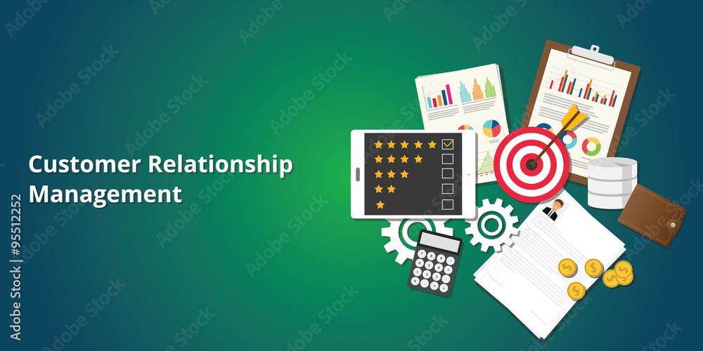 crm customer relationship management with goals, rating, clipboard ...