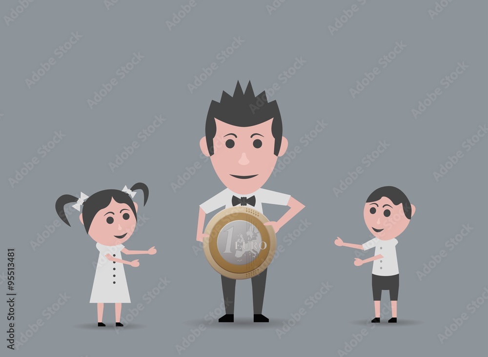 doll father giving money to children Stock Vector | Adobe Stock