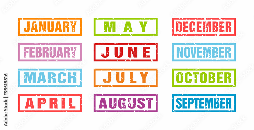 Vector Monthly Rubber Stamp Stock Vector | Adobe Stock