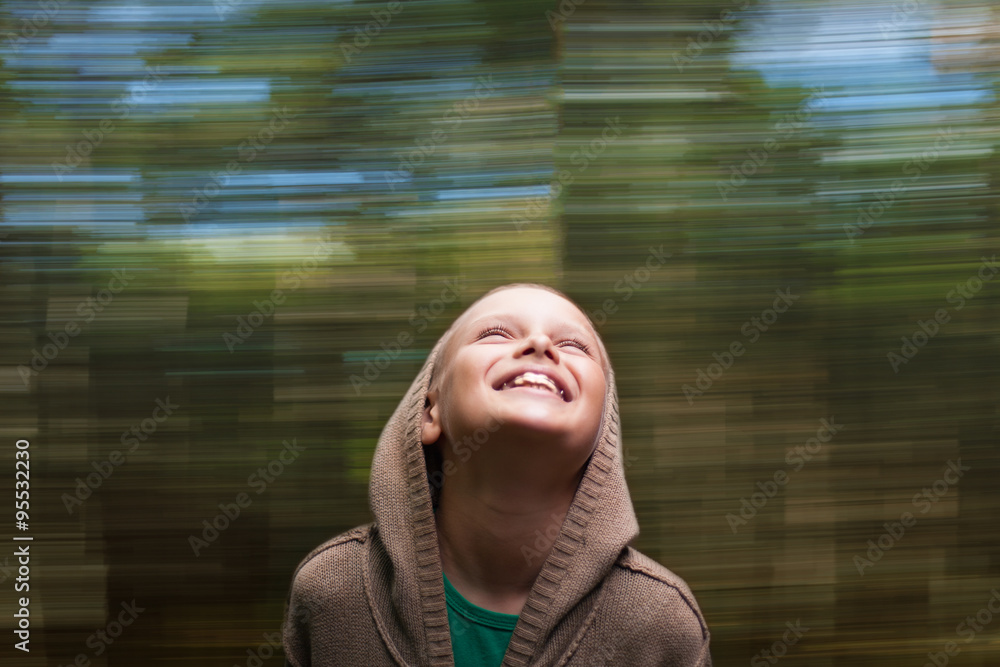 child happy laughing nature movement background, shallow DOF Stock-Foto ...