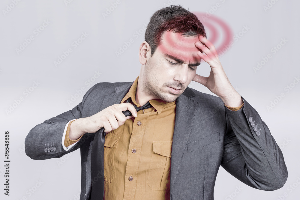 Man feeling headache and pain Stock-Foto | Adobe Stock