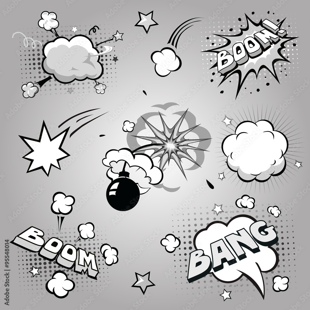 Set of comics boom, vector illustration Stock Vector | Adobe Stock