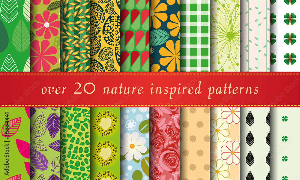 over 20 nature inspired patterns Stock-Vektorgrafik | Adobe Stock