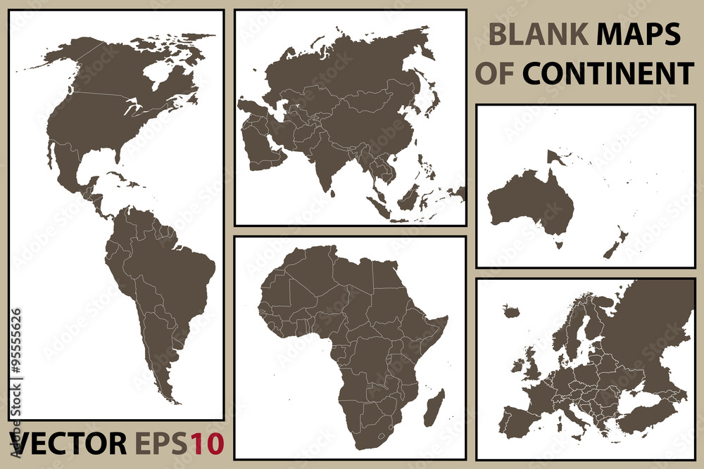 Blank Maps of Continent Stock Vector | Adobe Stock