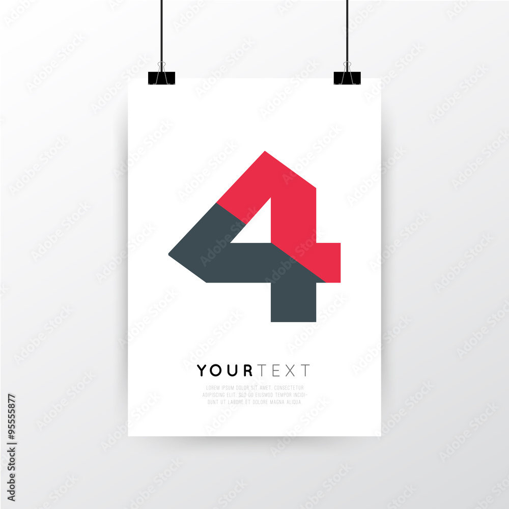 A4 / A3 format poster minimal abstract Number 4 design with your text ...