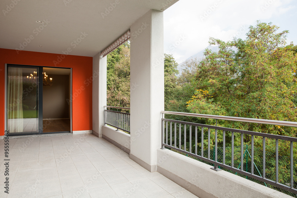 Balcony of modern apartment with empty Stock Photo | Adobe Stock