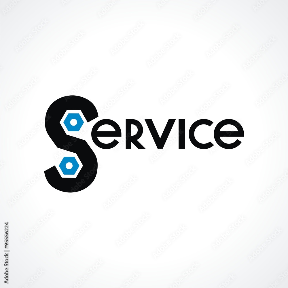 logo with spanner for service. Vector logo. Label design. Vector ...