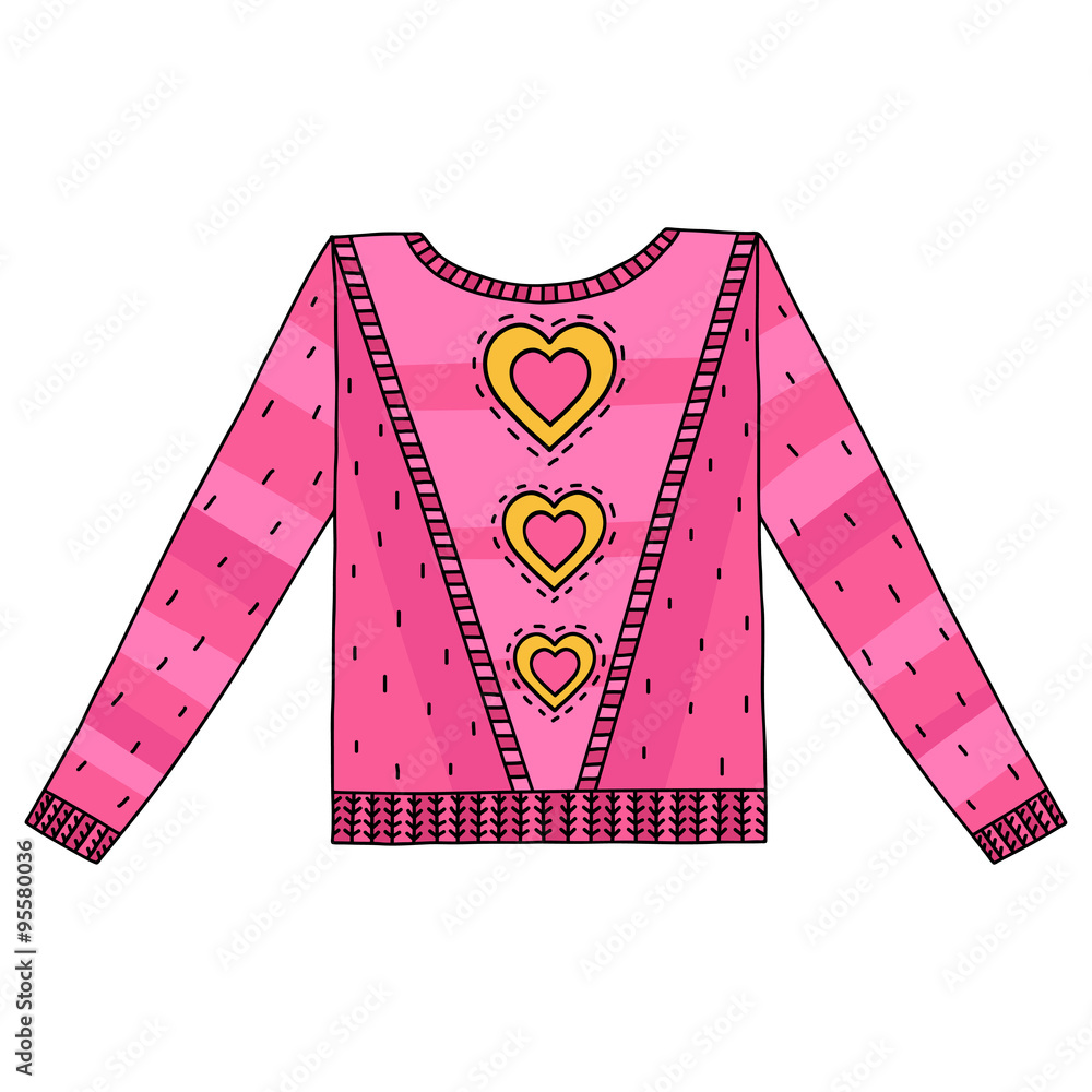 Vector cute cozy sweater with hearts and love. Valentines days s Stock ...