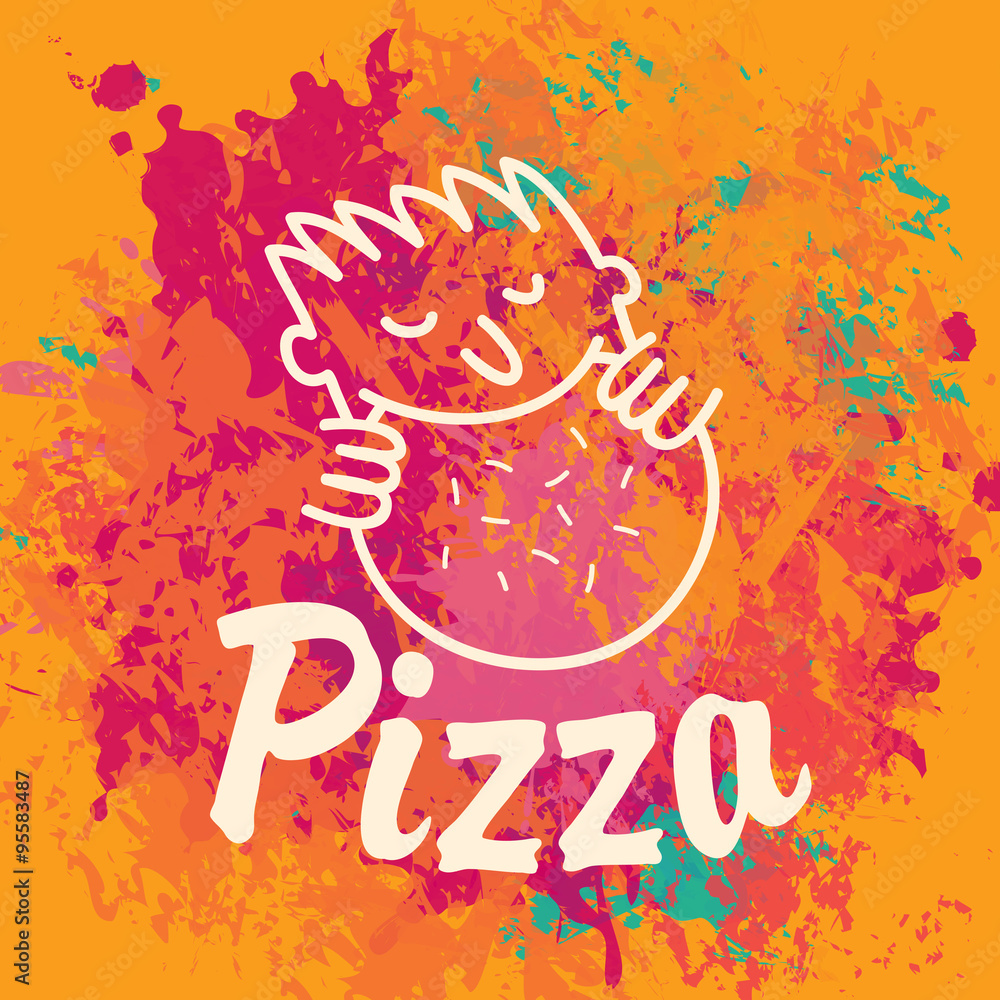 logo for pizza restaurant with a pattern that the man eating pizza ...