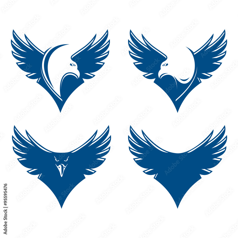 Eagle Hawk Wing Logo Icon Set Stock Vector | Adobe Stock