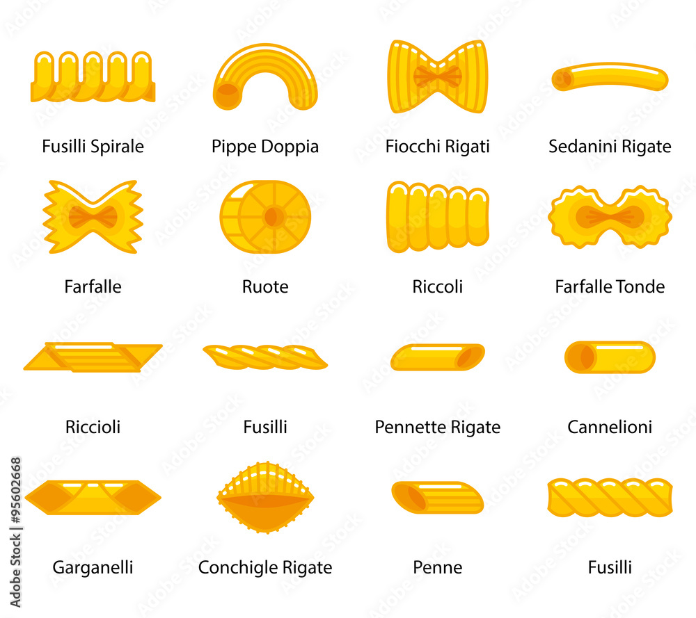Vector color pasta collection Stock Vector | Adobe Stock
