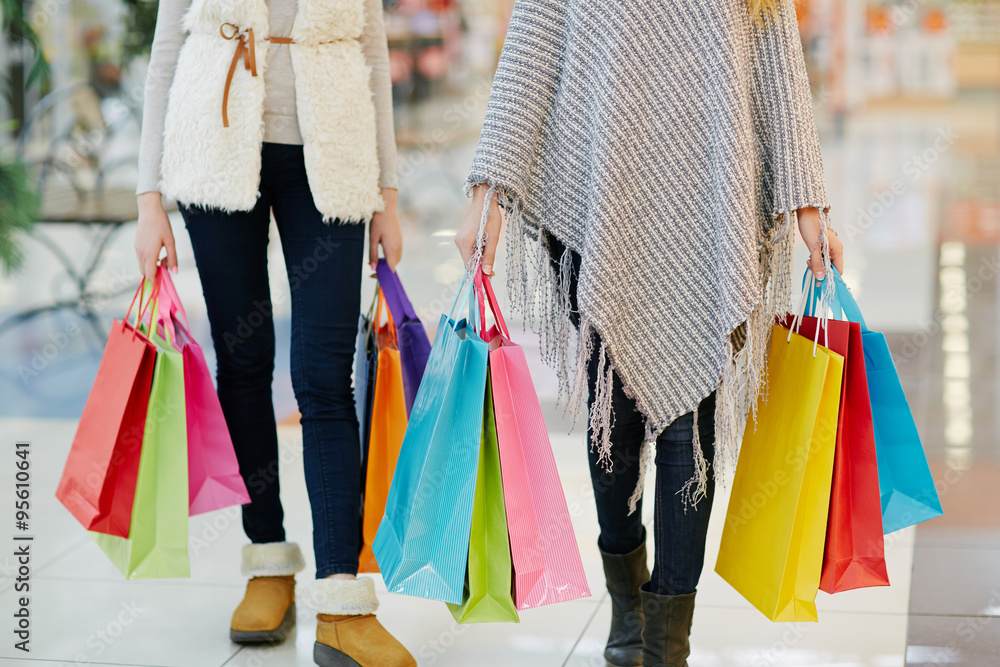 Shoppers with paperbags Stock Photo | Adobe Stock