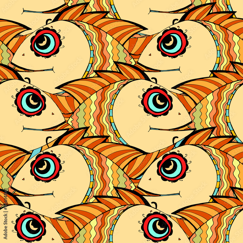 Seamless fish background. Stock Vector | Adobe Stock