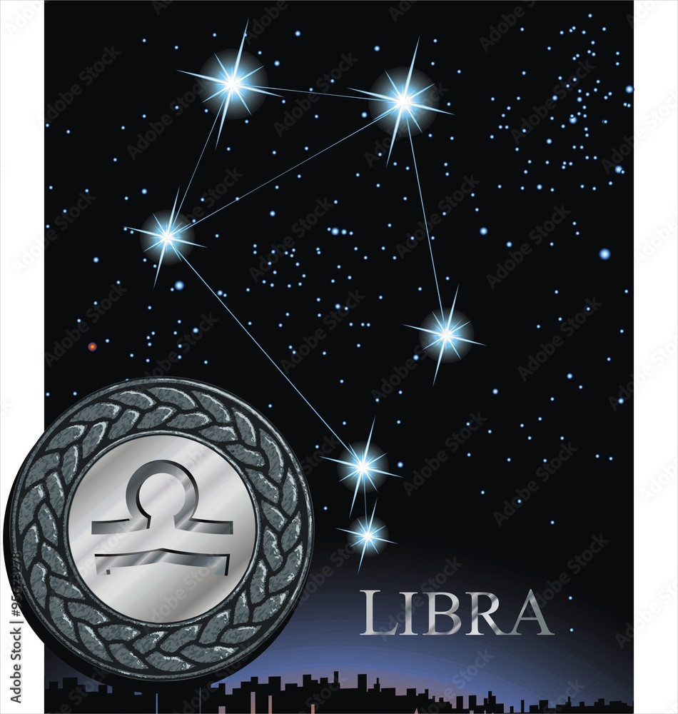 Illustration of Libra zodiac sign. Scale zodiac poster. Stock Vector ...