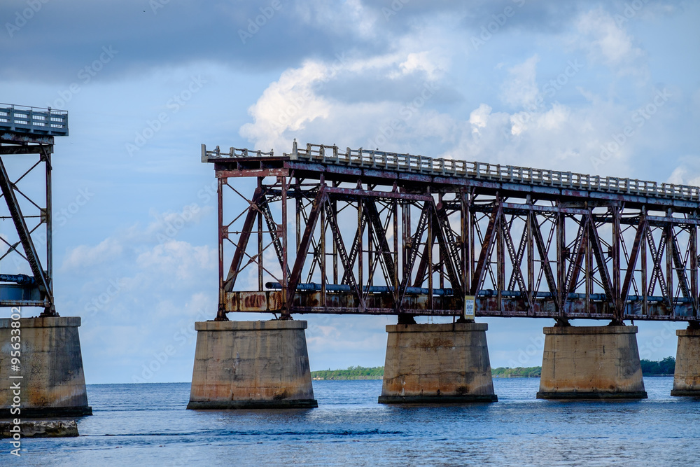 The old Florida East Coast Railway Pratt Truss bridge spanning b Stock ...