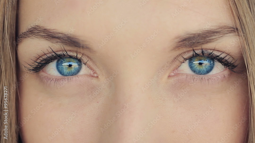 Woman With Deep Blue Eyes Stock Video | Adobe Stock