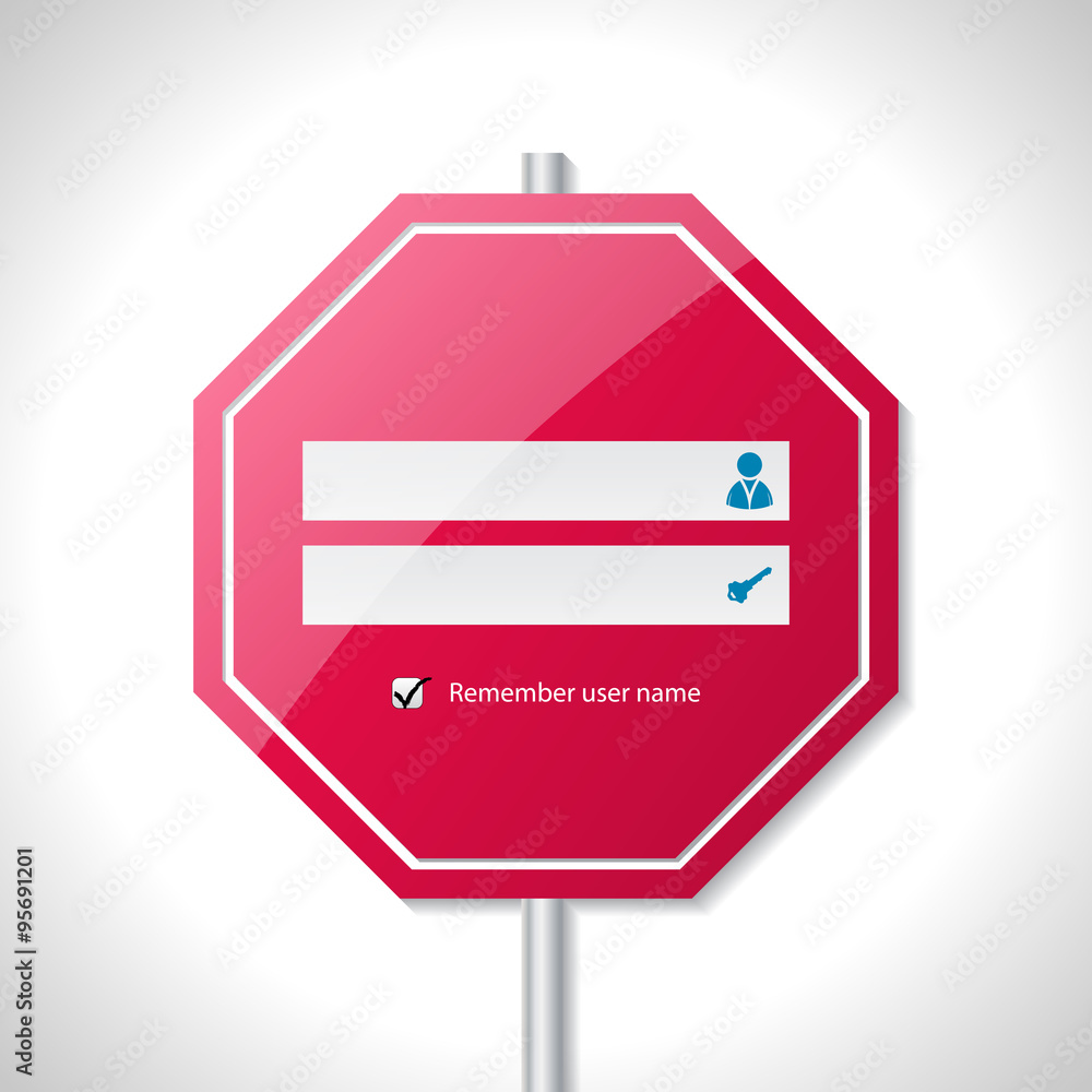 Stop sign inspired login screen Stock Vector | Adobe Stock