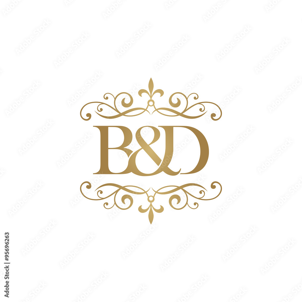 B&D Initial logo. Ornament ampersand monogram golden logo Stock Vector ...