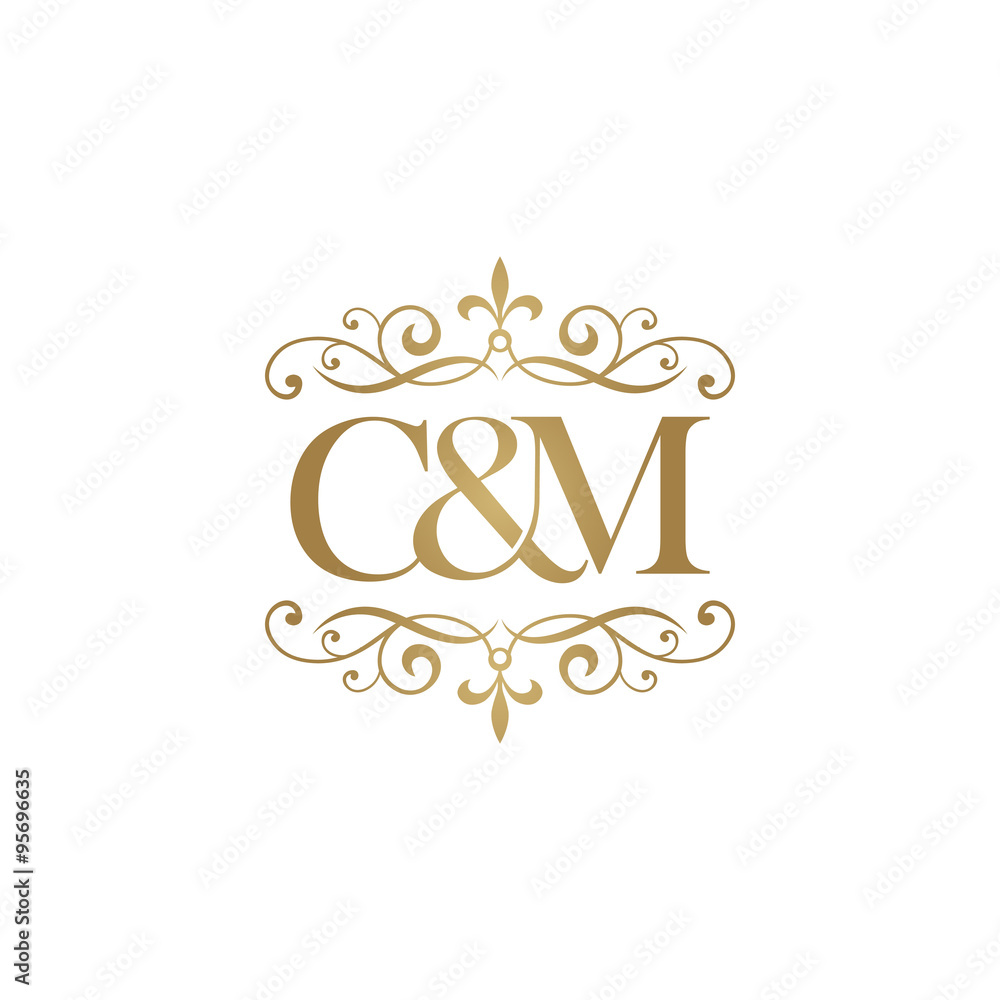 C&M Initial logo. Ornament ampersand monogram golden logo Stock Vector ...