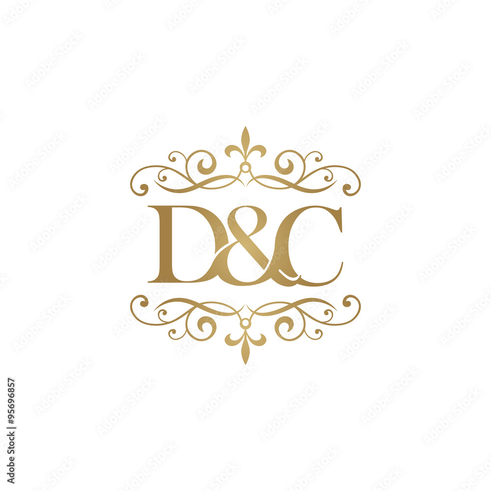 D&C Initial logo. Ornament ampersand monogram golden logo Stock Vector ...