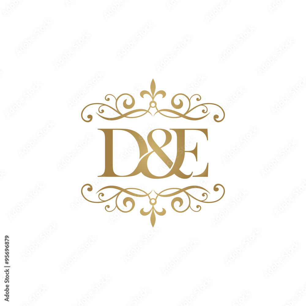 D&E Initial logo. Ornament ampersand monogram golden logo Stock Vector ...