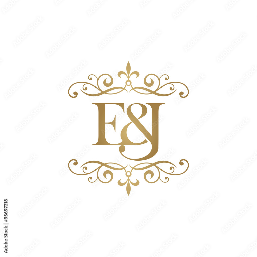 E&J Initial logo. Ornament ampersand monogram golden logo Stock Vector ...