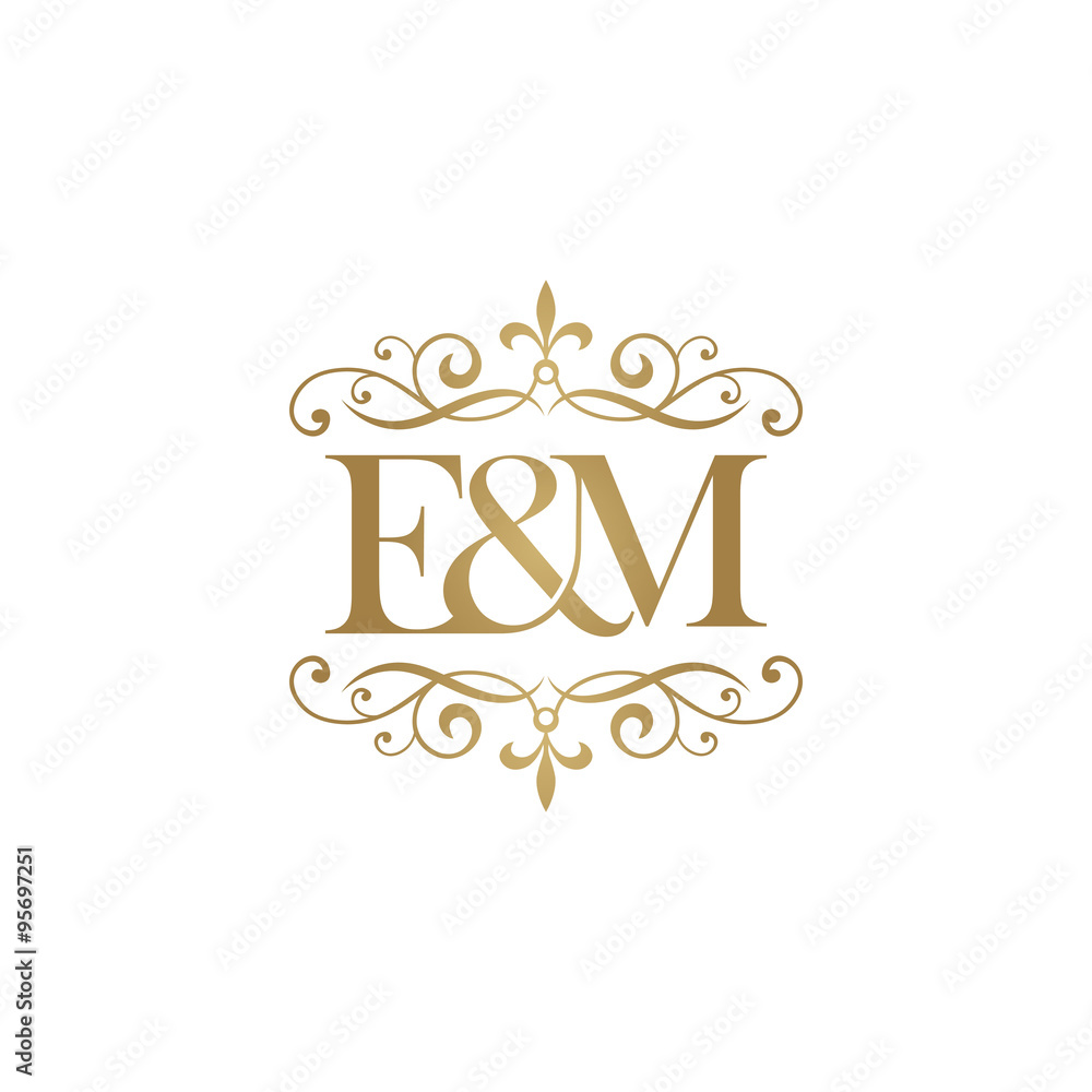 E&M Initial logo. Ornament ampersand monogram golden logo Stock Vector ...
