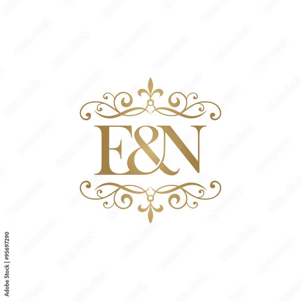 E&N Initial logo. Ornament ampersand monogram golden logo Stock Vector ...