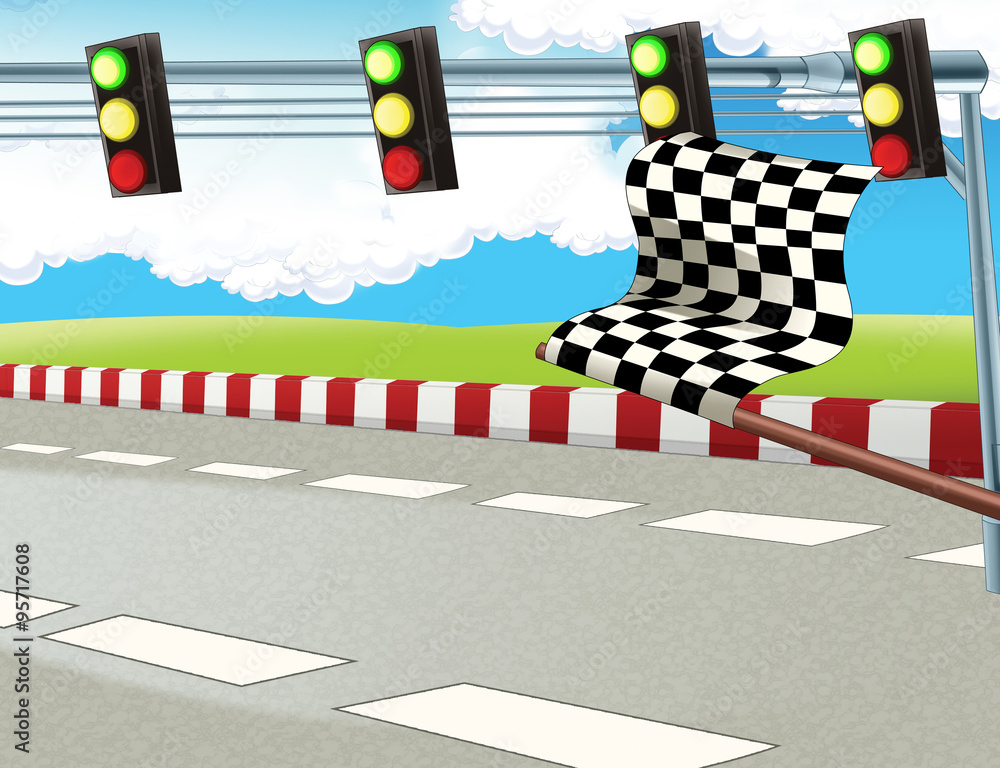 Cartoon scene - road background - race truck Stock Illustration | Adobe ...