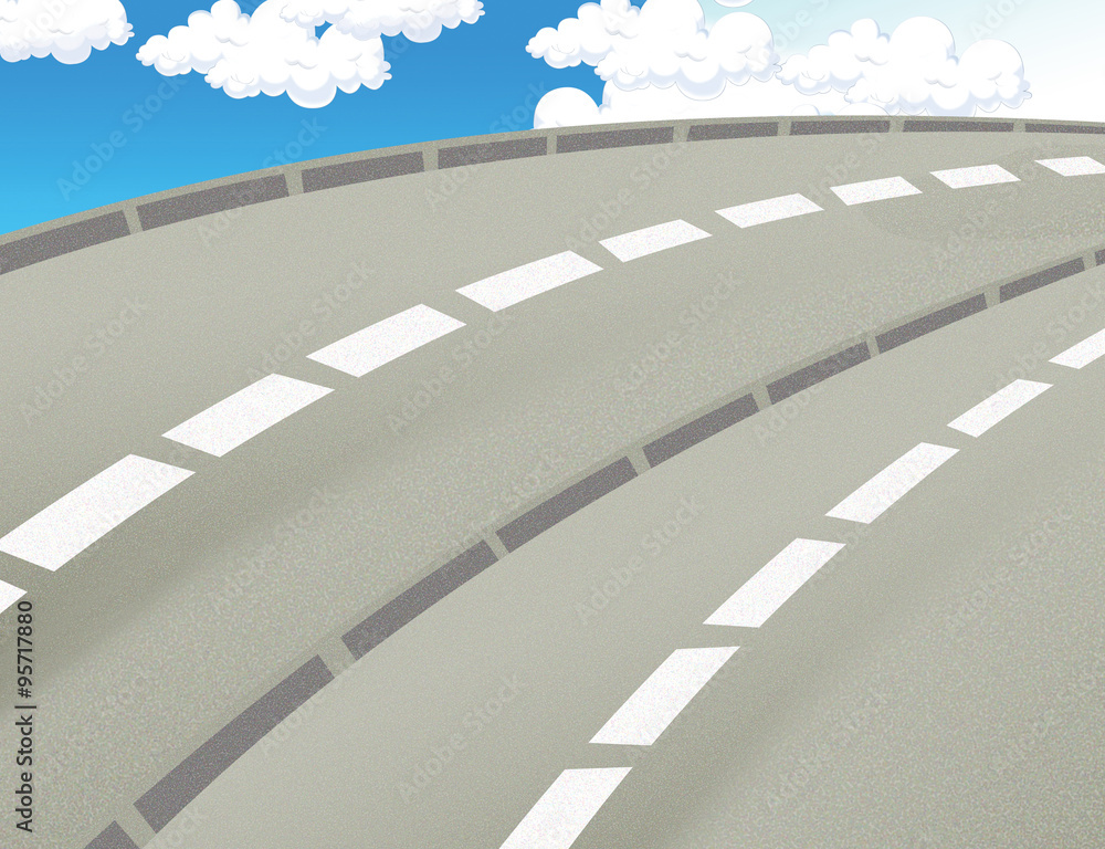 Cartoon scene - road background - race truck Stock Illustration | Adobe ...